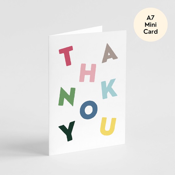 Thank You Block Letters Card - Mini A7 Gratitude Thanks Card - Meet ...