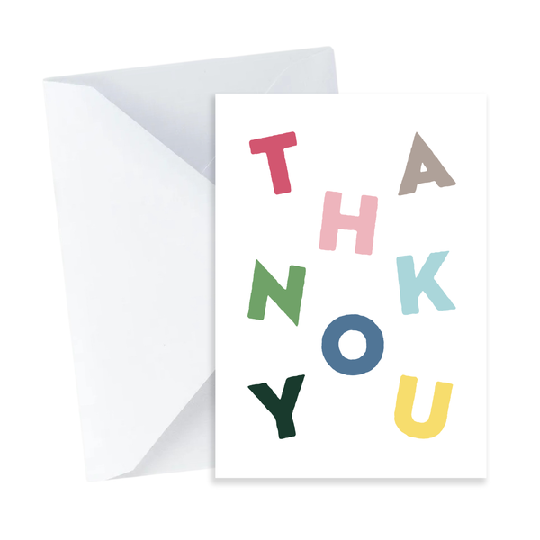 Thank You Block Letters Card - Mini A7 Gratitude Thanks Card - Meet ...